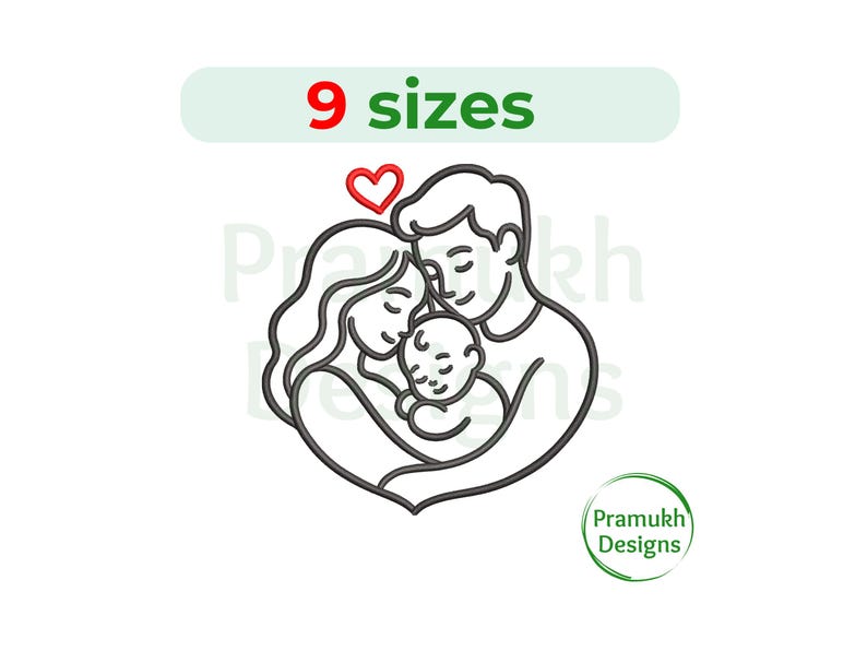 Baby Parent Love Embroidery Design (3.5–7.5 Inch) – Machine Embroidery ...