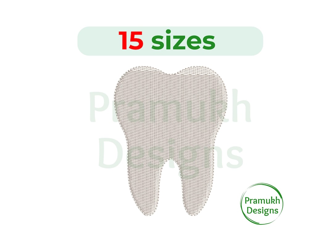 Tooth Embroidery Design. Mini Tooth. Tooth Filled Stitch. Tooth ...