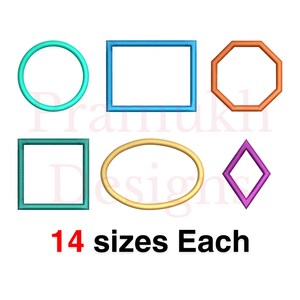 Basic Shapes Embroidery Design Set-14 Size: Circle Oval Rectangle ...