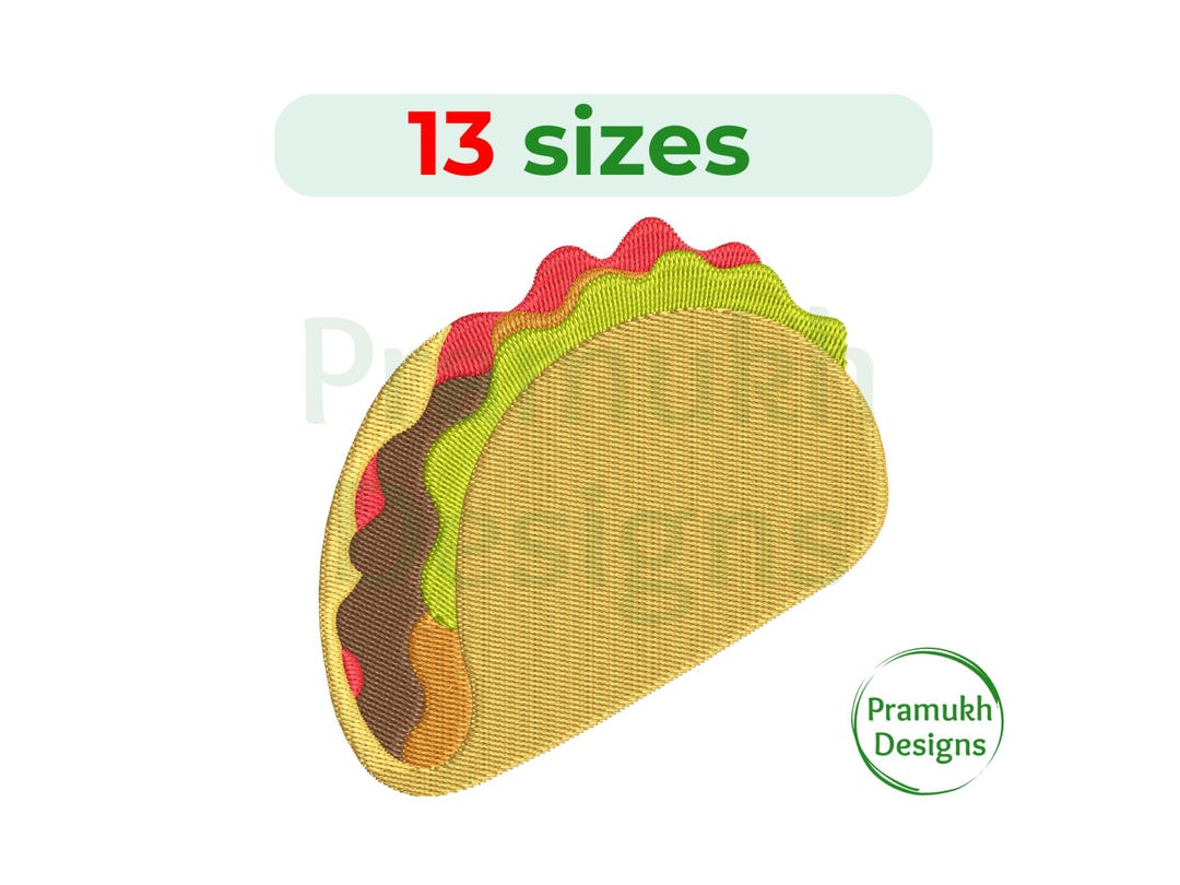 Taco Embroidery Design. Taco Embroidery. Taco Silhouette. Mini Taco ...
