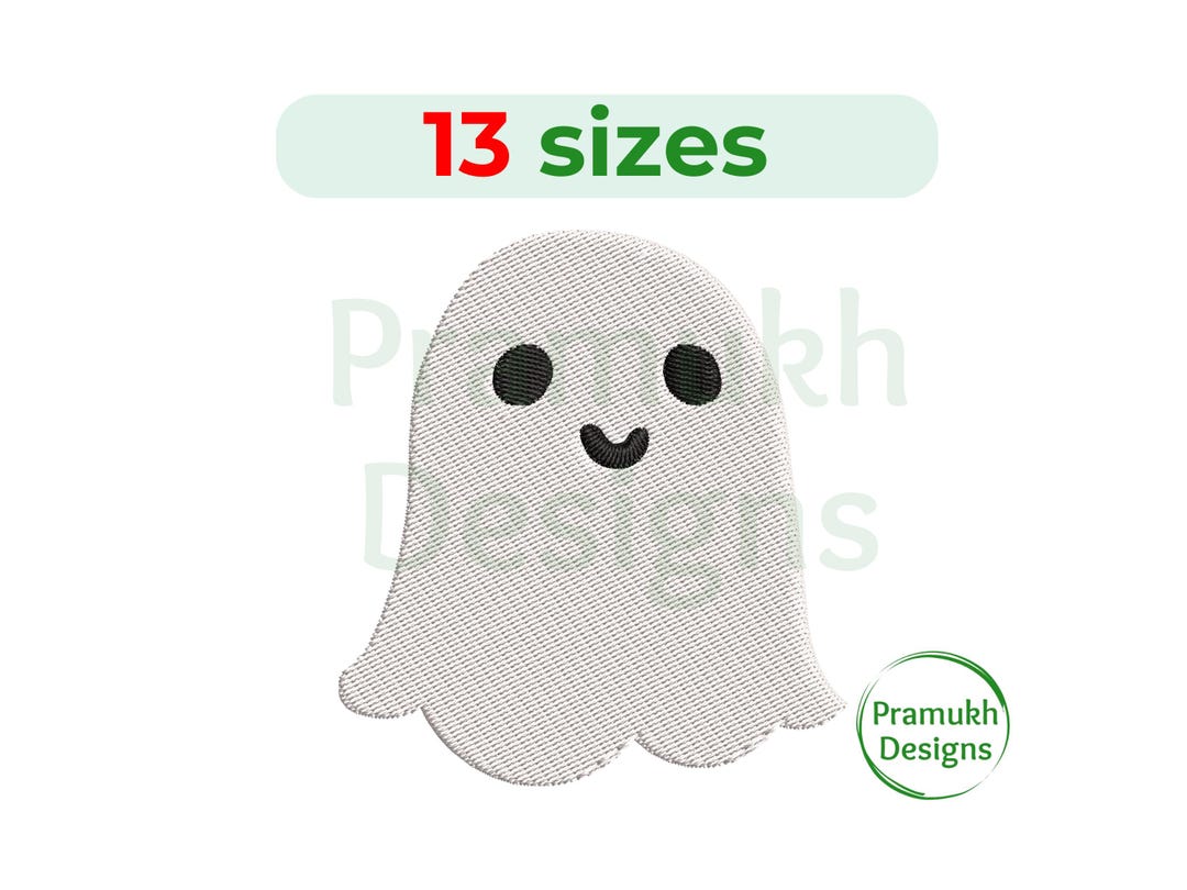 Ghost Embroidery Design (1.5–7.5 Inch) – Mini Ghost, Machine Embroidery ...