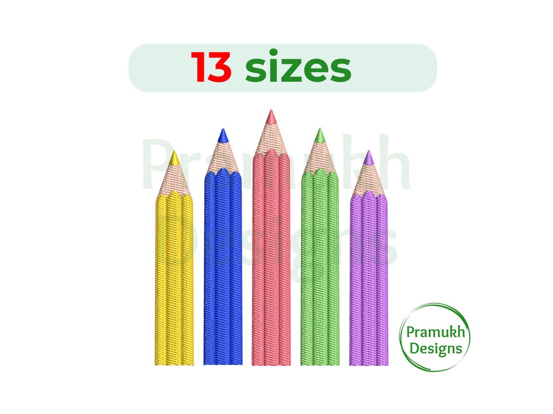 Colored Pencils Embroidery Design (1.5–7.5 Inch) – Mini Pencil, Machine ...