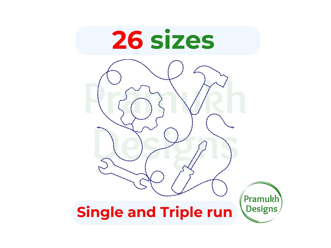 Mechanic Tools Quilting Machine Embroidery Design. Edge to Edge ...