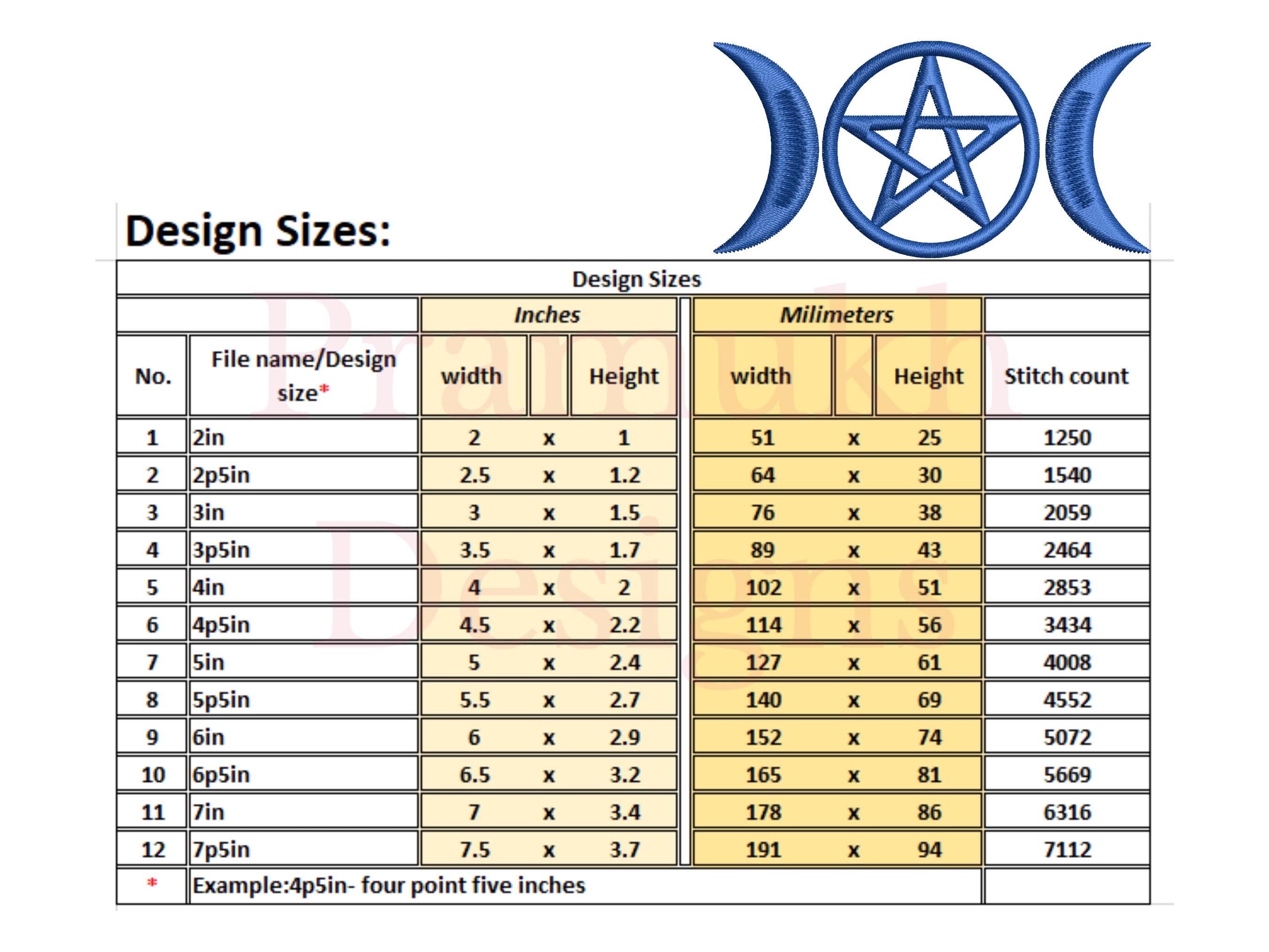 Triple Moon Pentacle Embroidery Design. Machine Embroidery Design. Moon ...