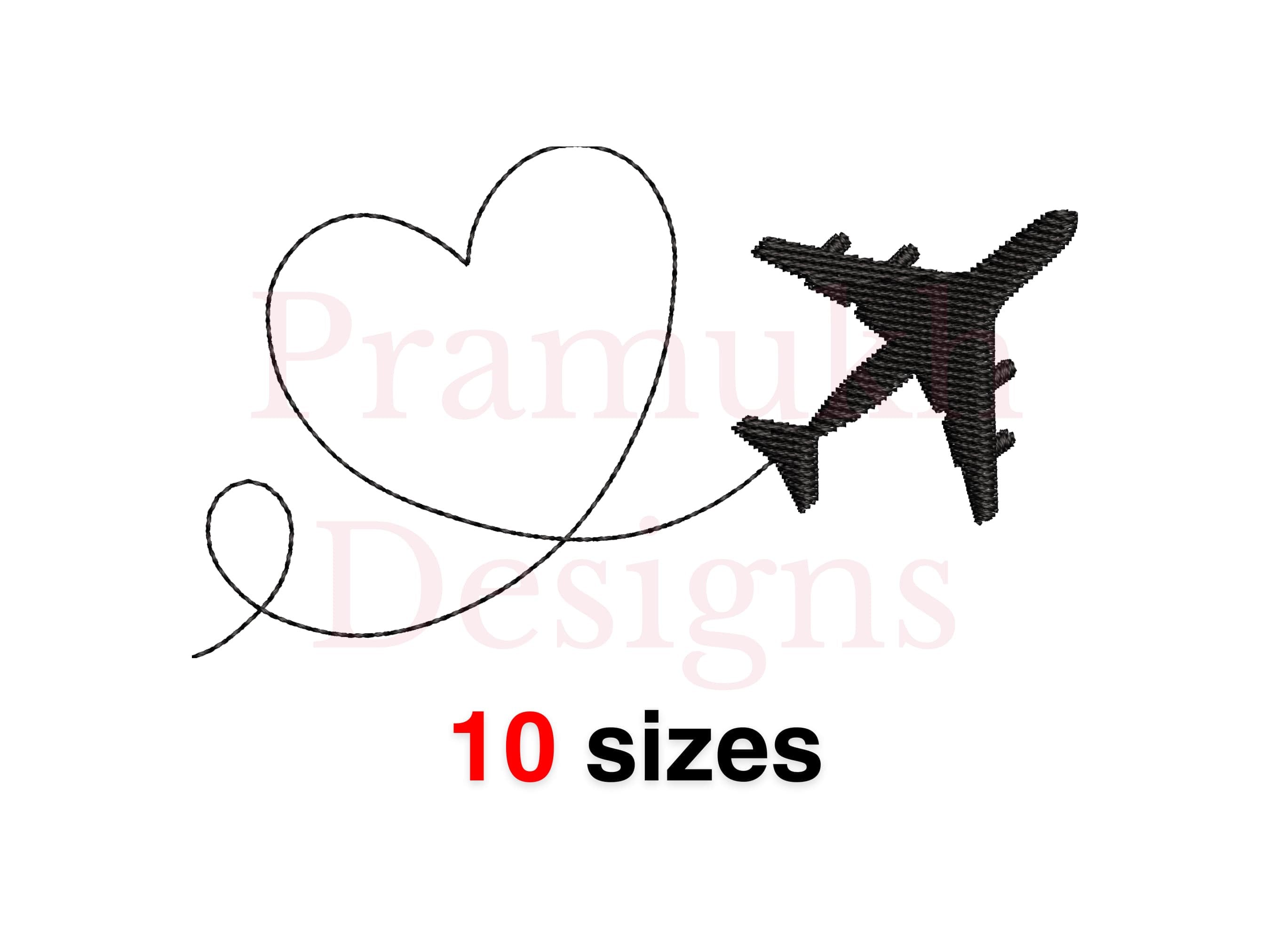 Airplane Embroidery Design. Flight Travel Embroidery Design. Mini ...