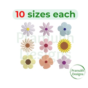 Mini Flowers Machine Embroidery Design - 9 Flower Designs (10 Sizes ...