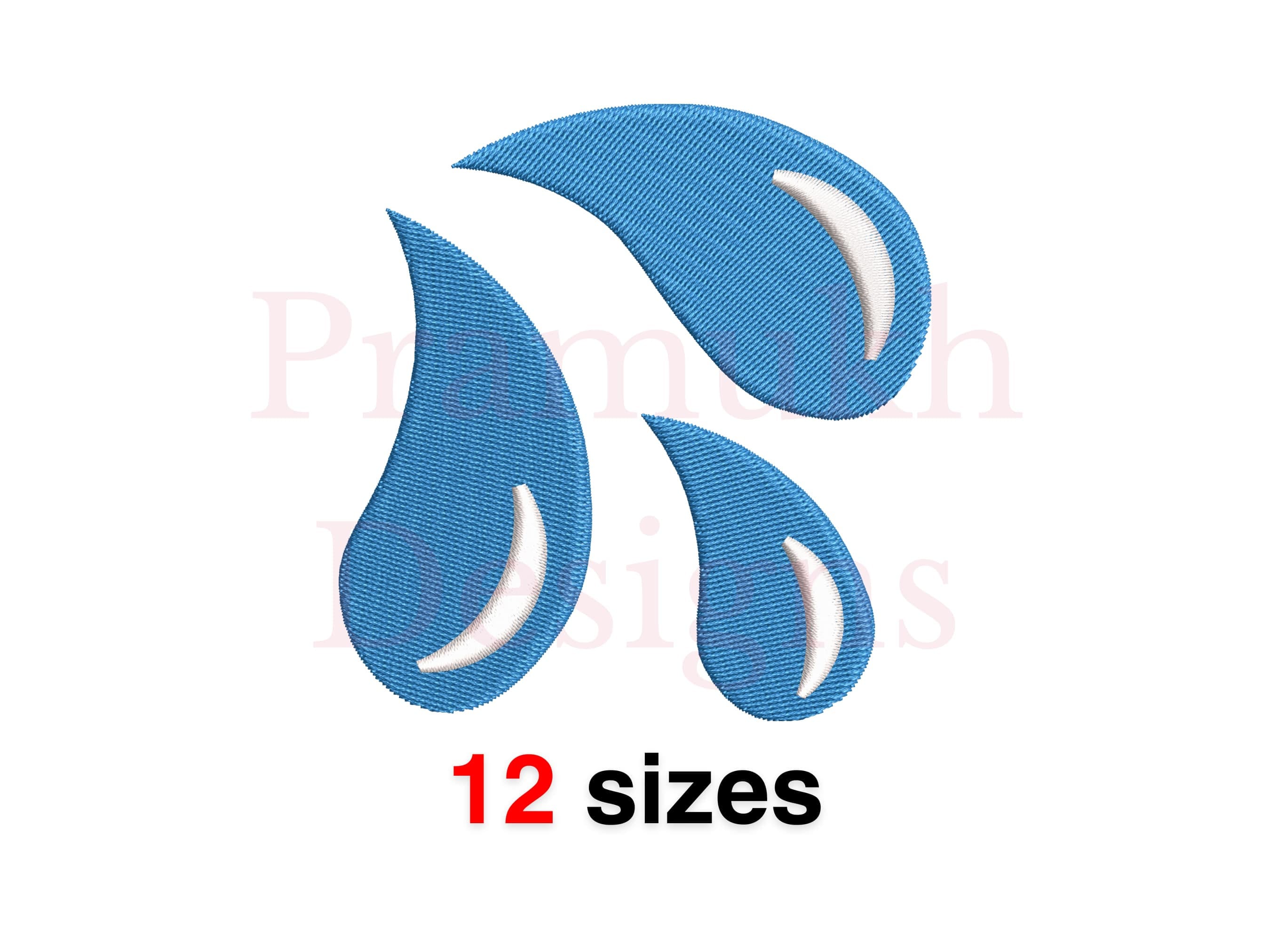 Water Droplets Embroidery Design. Water Rain Embroidery Design. Water ...