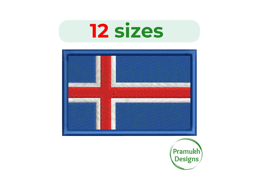 Iceland Flag Embroidery Design. Iceland Flag Mini. Iceland Flag ...