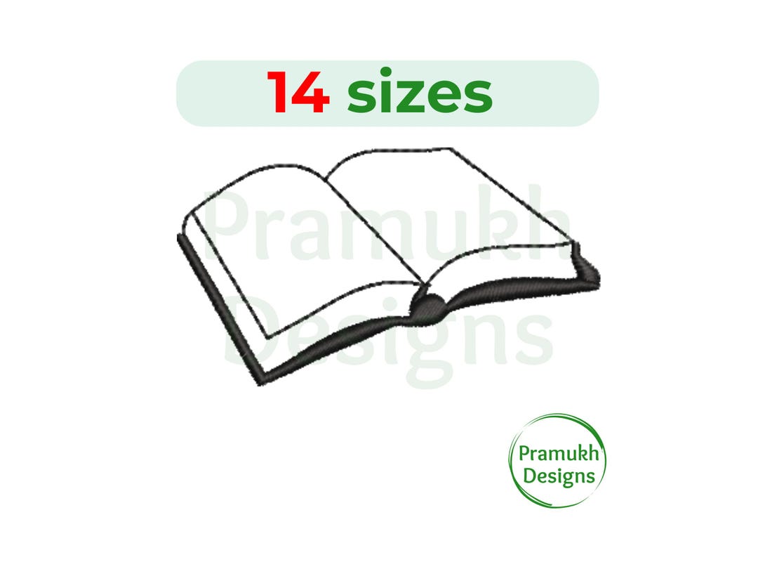 Open Book Embroidery Design. Open Book Mini. Open Book Silhouette ...