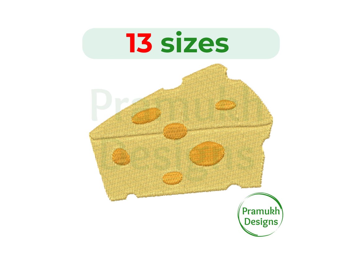Cheese Embroidery Design (1.5–7.5 Inch) – Mini Cheese, Food Embroidery ...