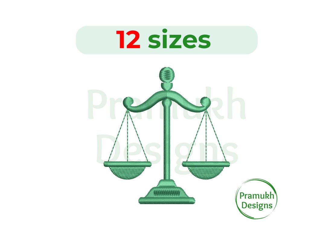 Scales of Justice Embroidery Design (2–7.5 Inch) – Mini Scales ...
