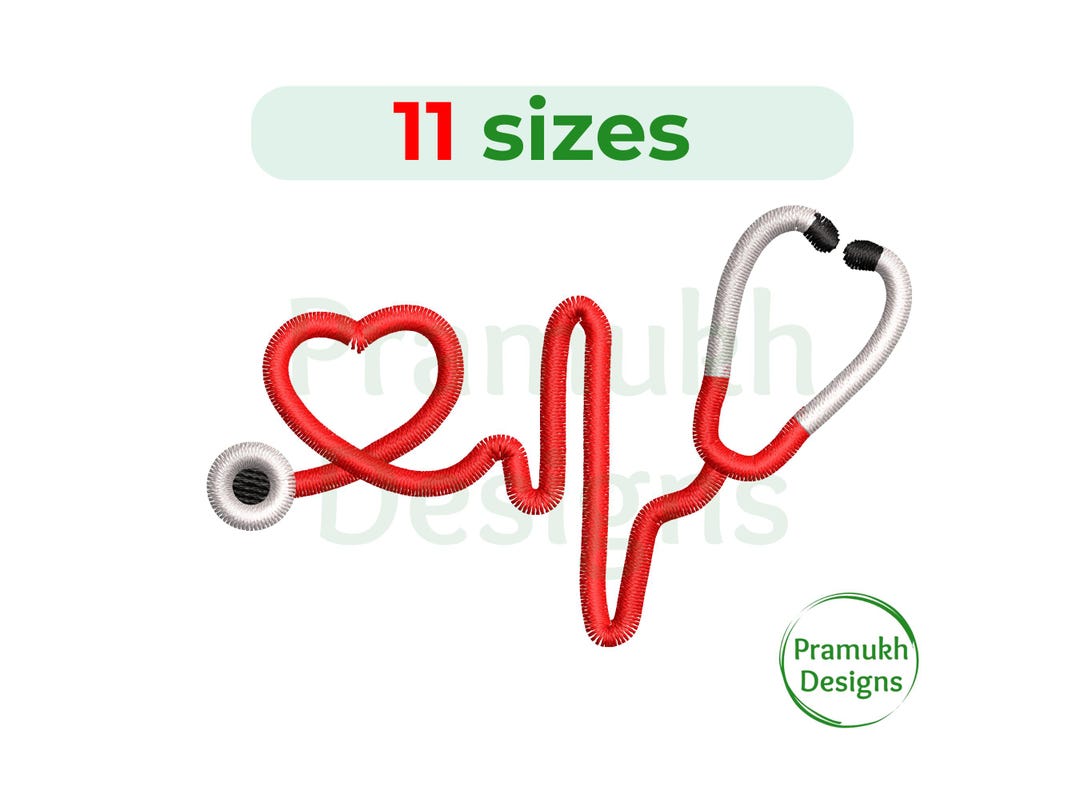Stethoscope Embroidery Design. Mini Stethoscope. Stethoscope Silhouette ...