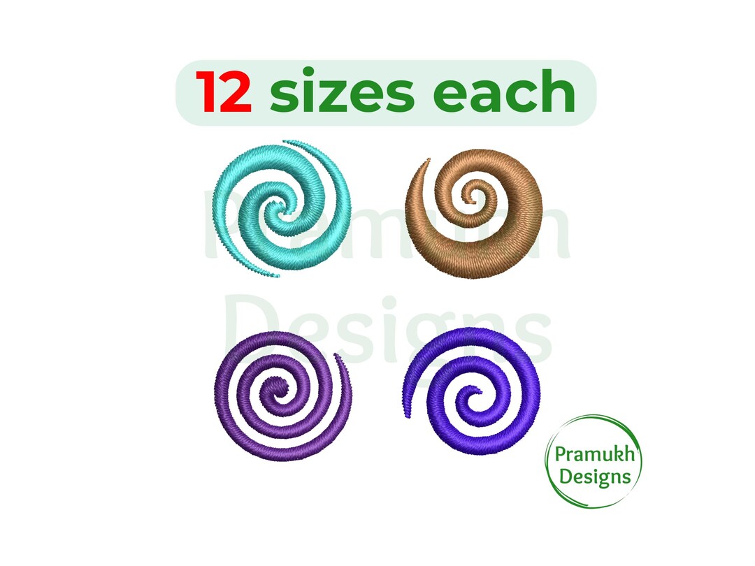 Swirl Embroidery Design. Swirl Set of 4. Spiral Embroidery Design ...