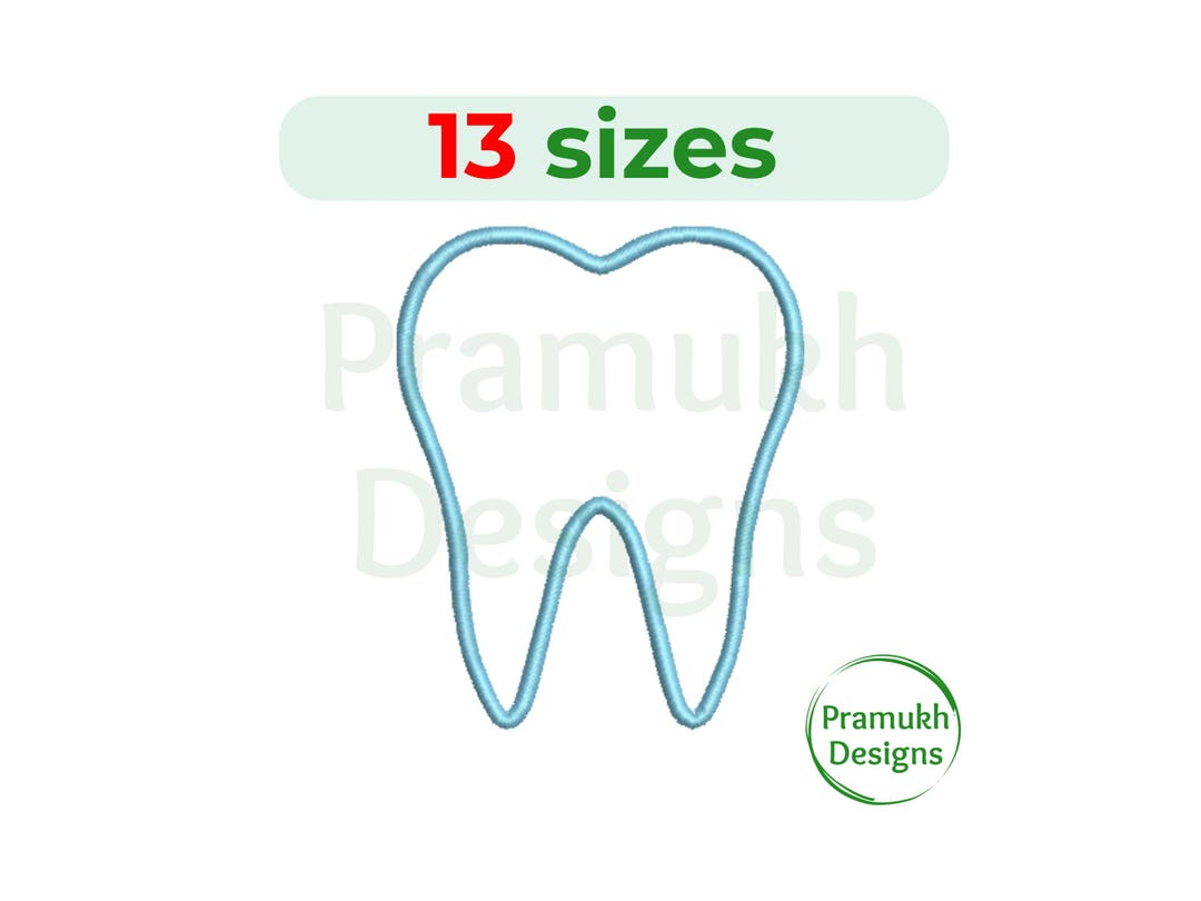 Tooth Outline Embroidery Design. Tooth Embroidery Design. Tooth Mini ...