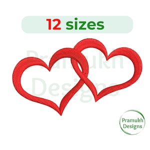 Curly Double Heart Embroidery Design (2–7.5 Inch) – Mini Heart, Love ...