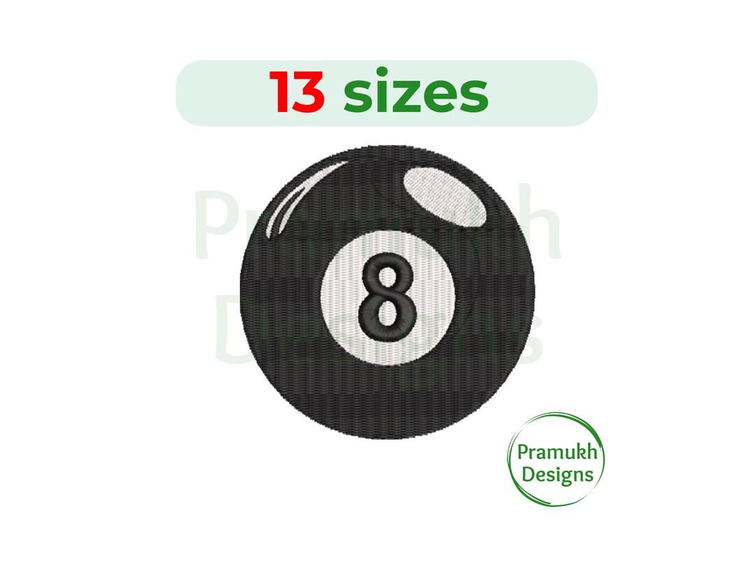 8 Ball Embroidery Design (1.5–7.5 Inch) – Mini 8 Ball, Machine ...