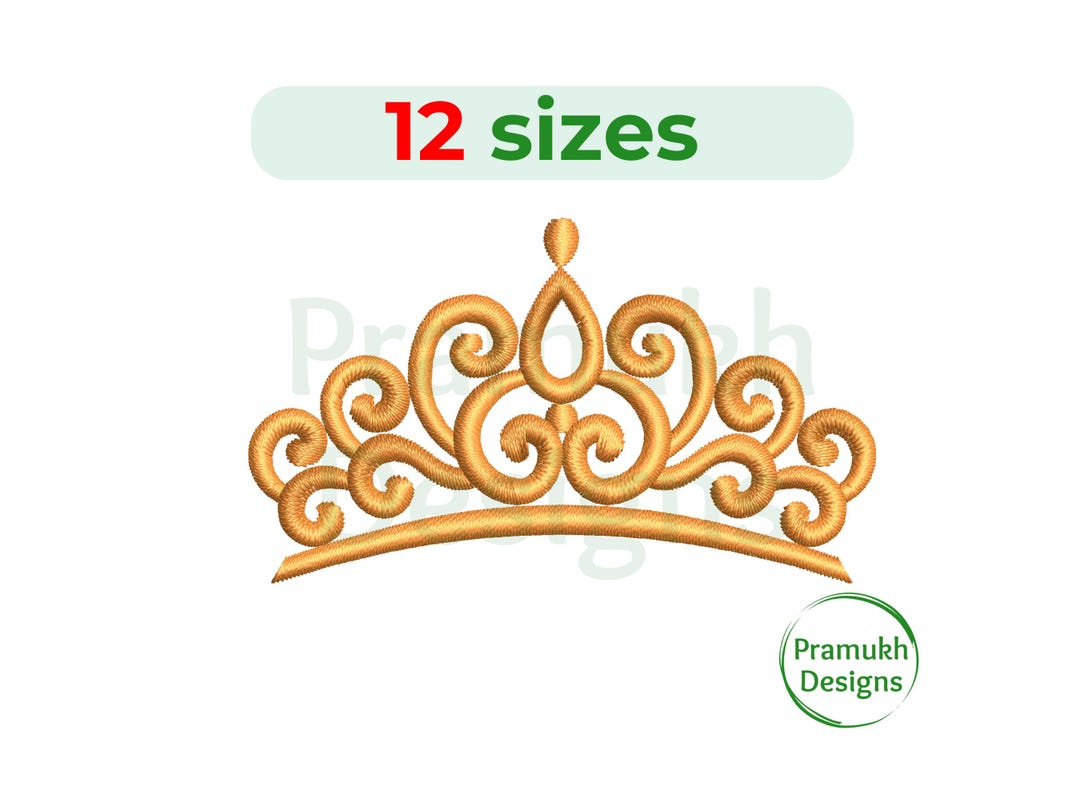 Crown Embroidery Design (2–7.5 Inch) – Princess Tiara, Mini Crown ...