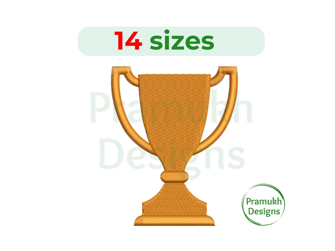 Trophy Cup Embroidery Design. Trophy Cup Filled Stitch. Trophy Cup ...