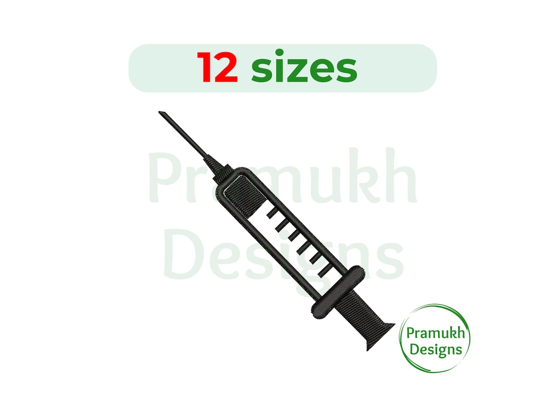 Syringe Embroidery Design. Machine Embroidery Design. Vaccine Needle ...