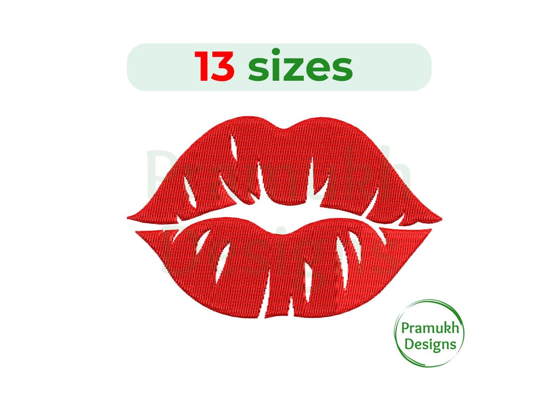 Kissing Lips Embroidery Design. Lipstick Embroidery. Mini Lips. Machine ...