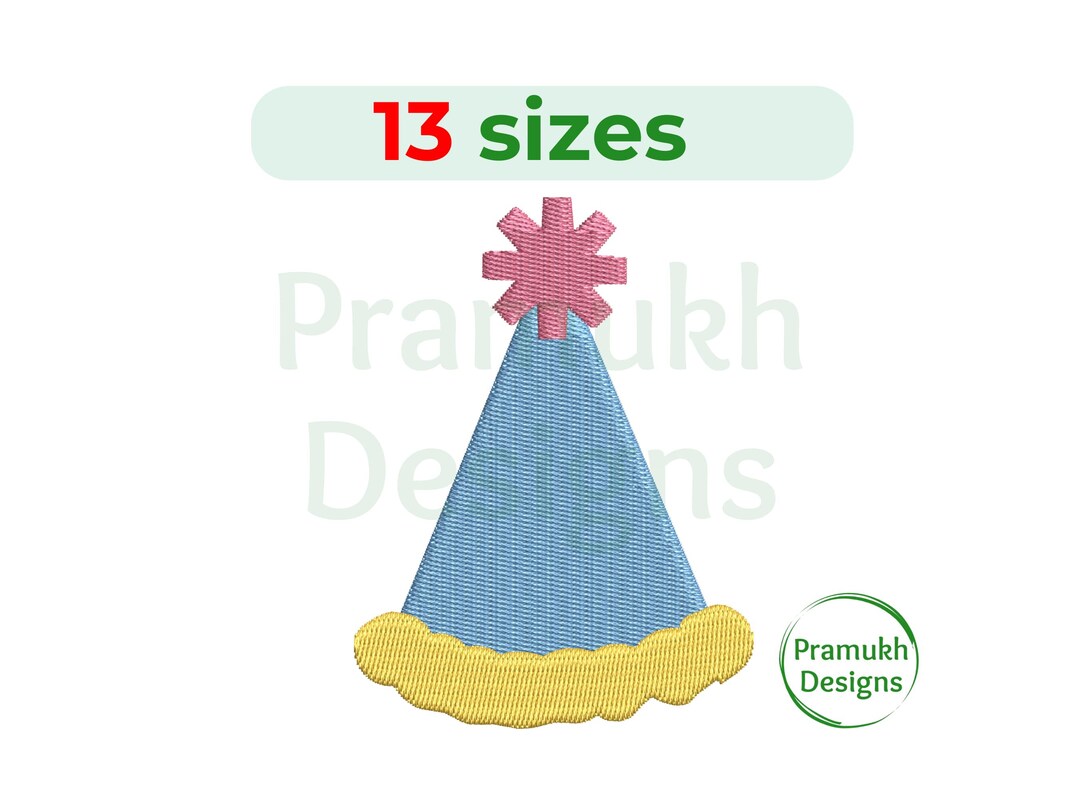 Birthday Hat Embroidery Design. Party Hat Design. Machine Embroidery ...