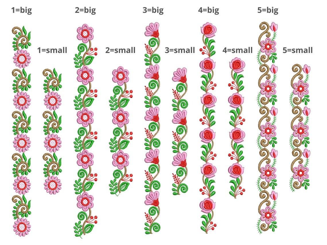 10 Embroidery Border Designs Bundle 2 Sizes beautiful Border Designs ...