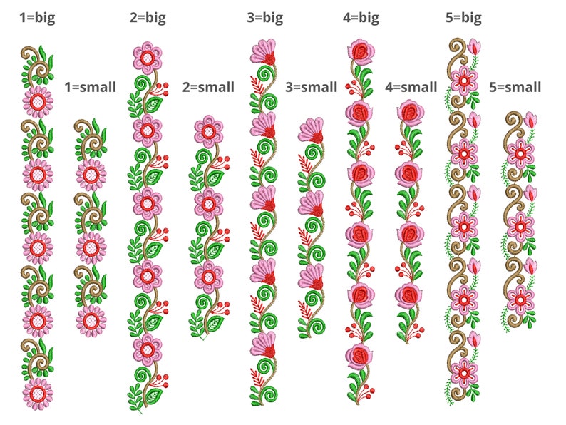 10 Embroidery Border Designs Bundle - 2 Sizes -beautiful Border Designs ...