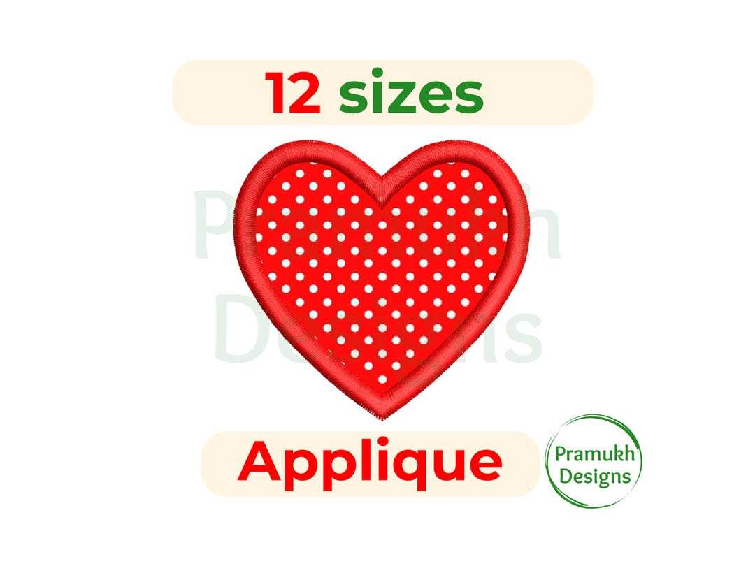 Heart Applique Embroidery Design. Heart Embroidery Design. Valentine ...