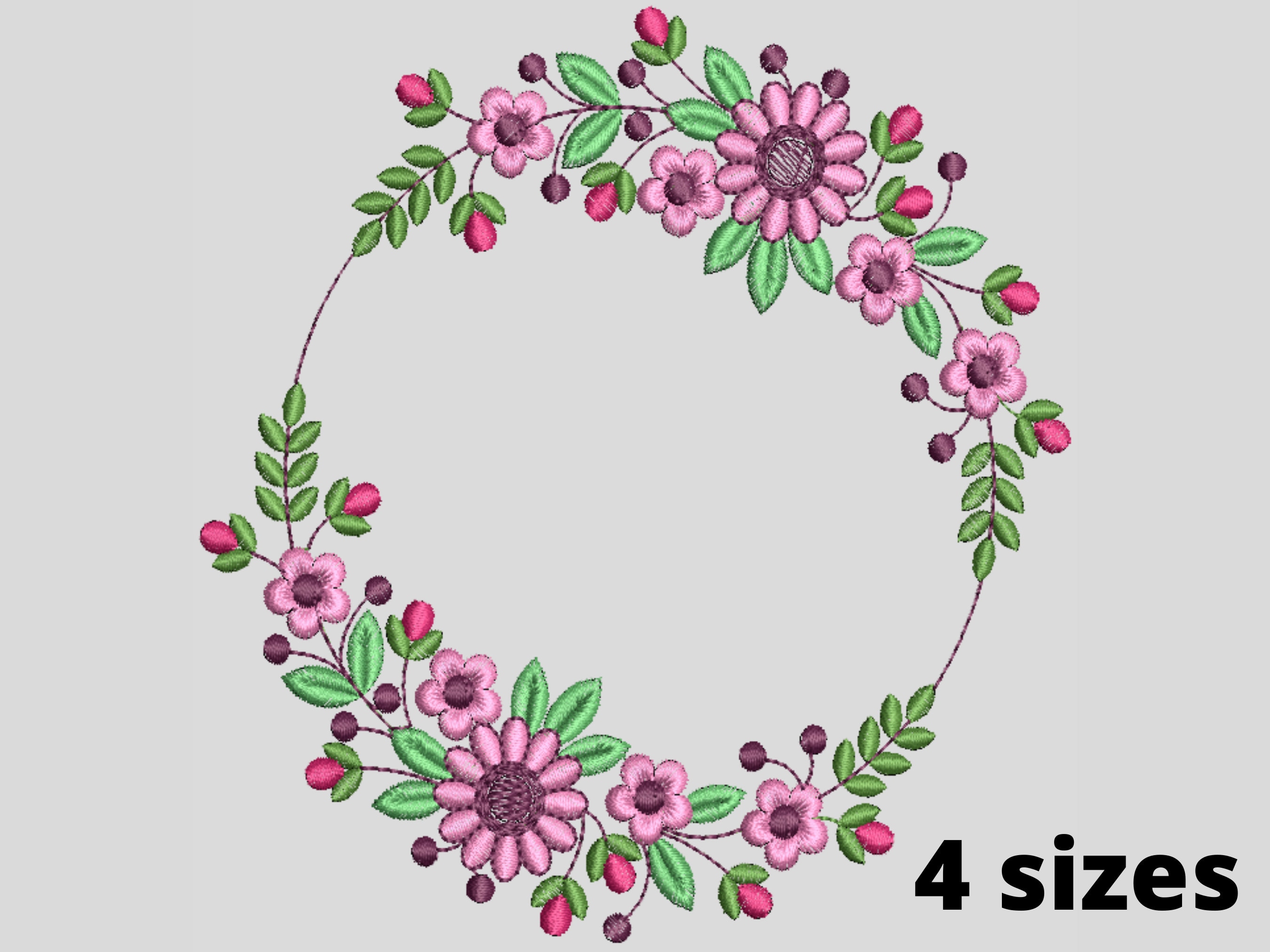 Flower Frame Embroidery Design in 4 Sizes flower Wreath - Etsy