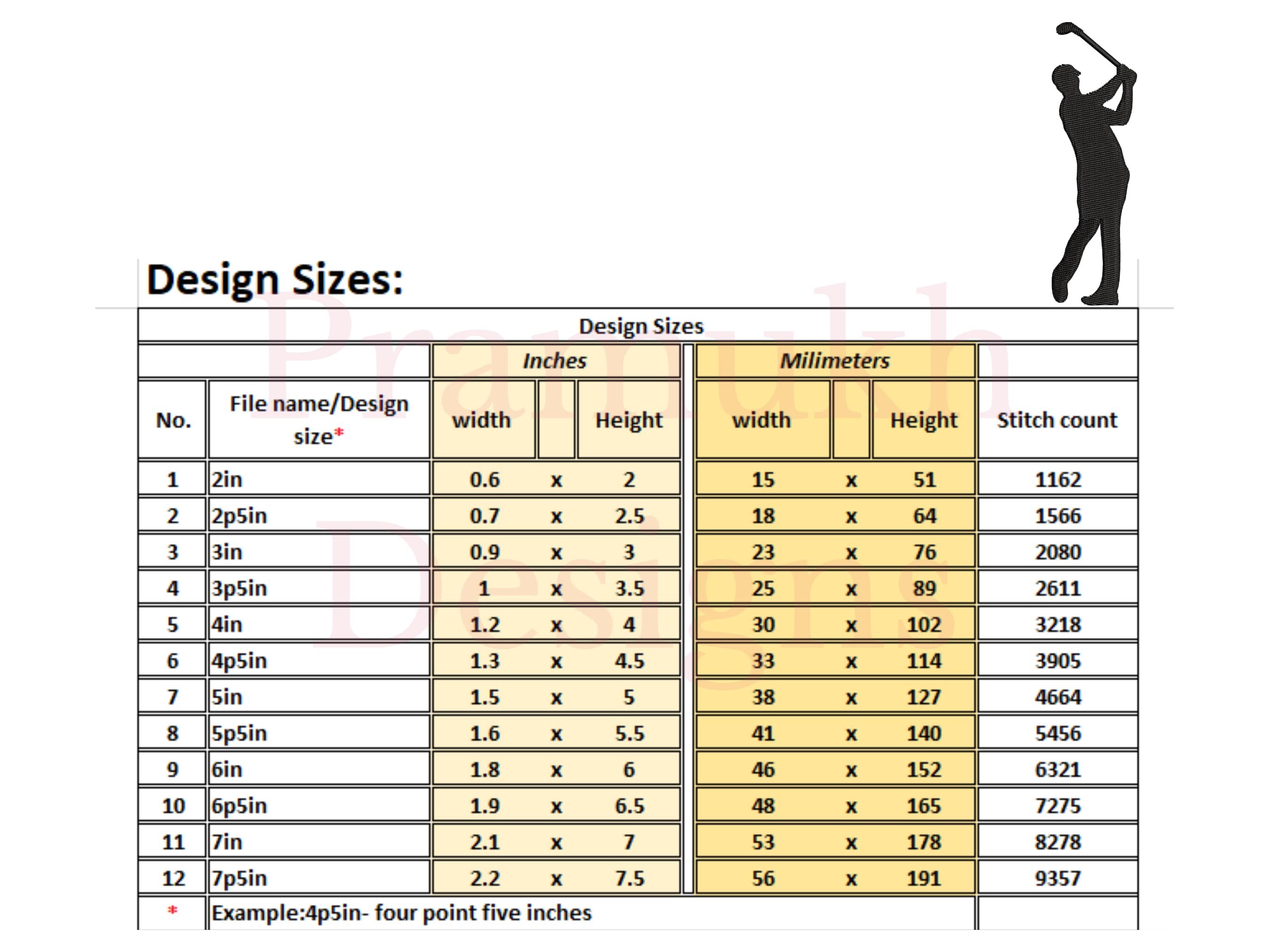 Golfer Embroidery Design. Set 12 Size Female Golfer and Men Golfer Embroidery Design Machine ...
