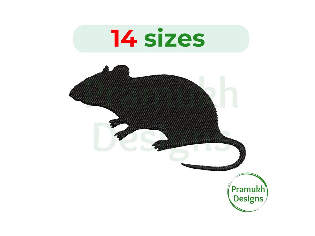 Rat Machine Embroidery Design (1–7.5 Inch) – Mini Rat/mouse Silhouette ...