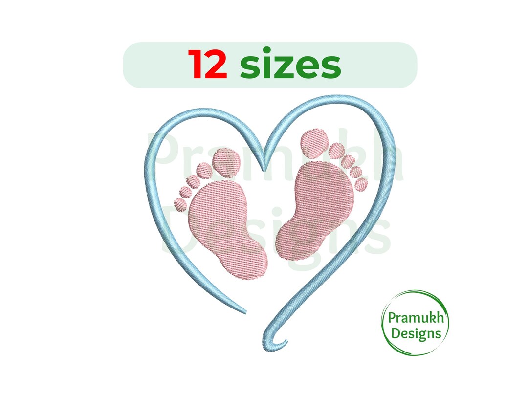 Baby Feet Embroidery Design. Mini Baby Feet Design. Newborn Baby ...