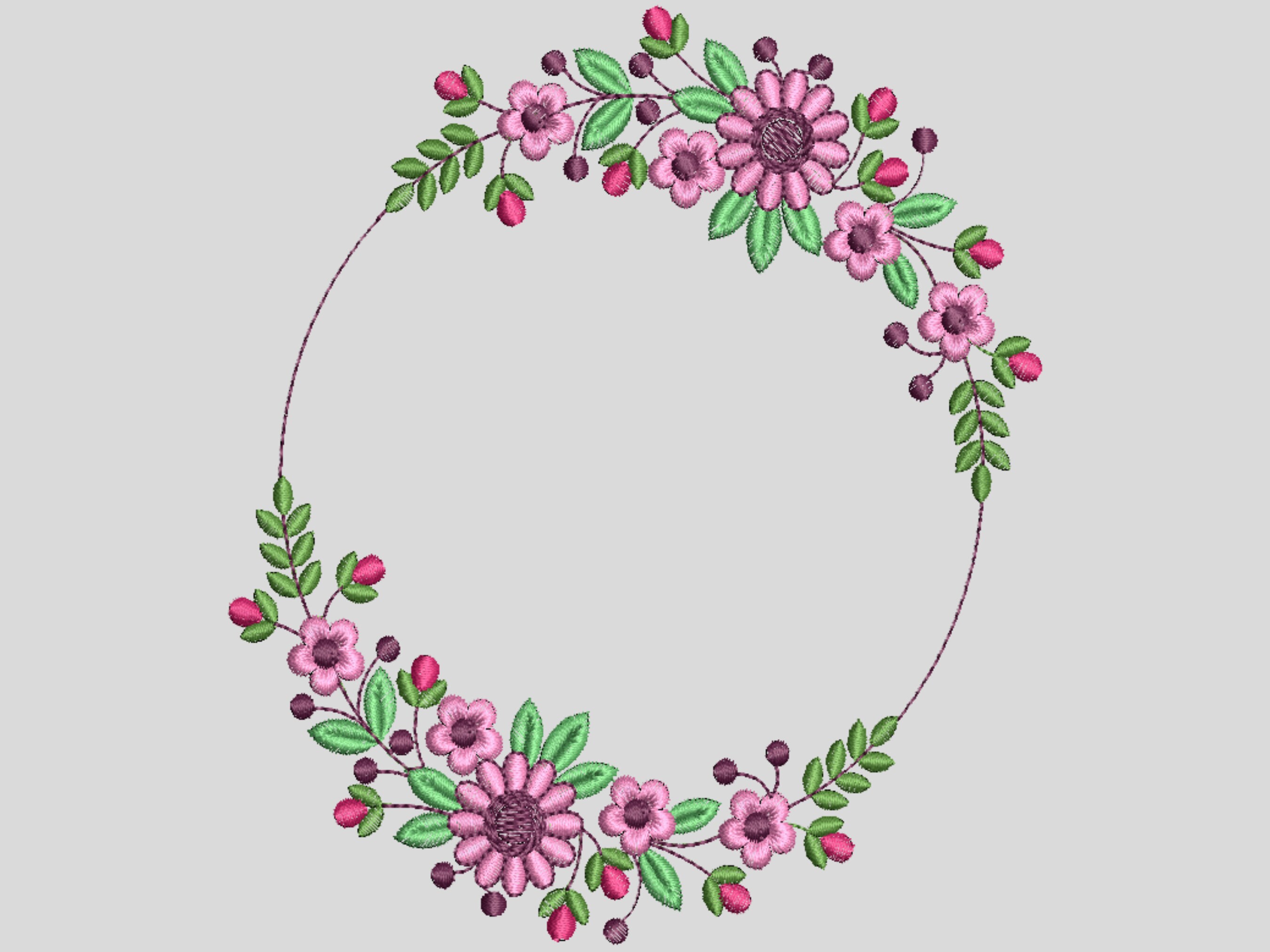 Flower Frame Embroidery Design in 4 Sizes flower Wreath - Etsy