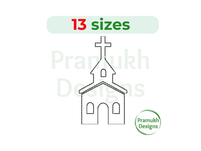 Church Outline Embroidery Design (1.5–7.5 Inch) – Mini Church ...
