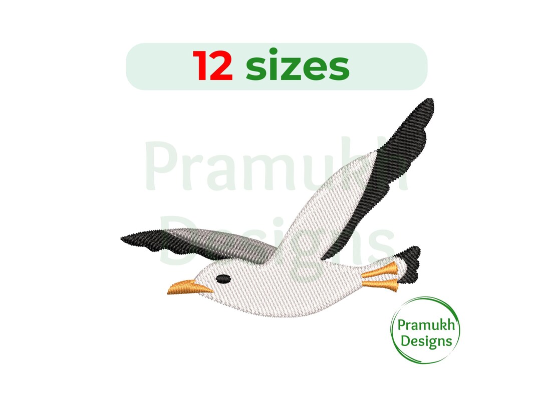 Seagull Embroidery Design. Mini Seagull. Seagull Design. Machine ...