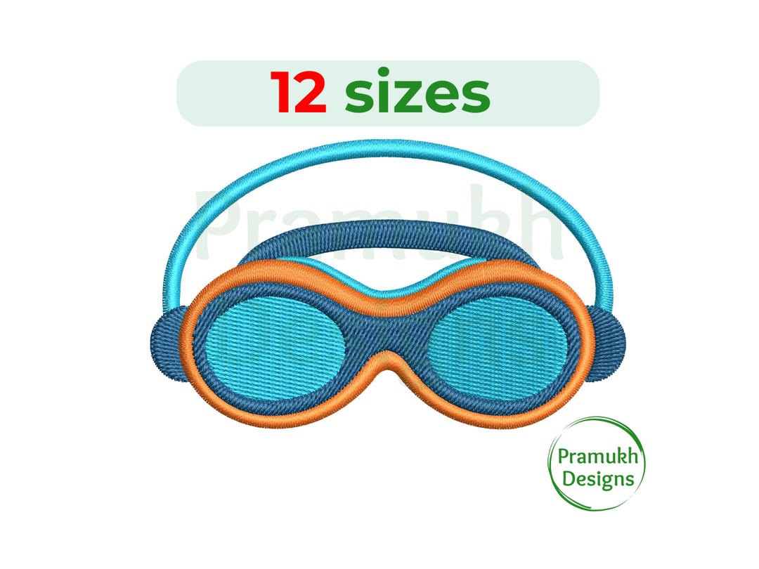 Swim Goggles Embroidery Design (2–7.5 Inch) – Mini Goggles, Swimming ...