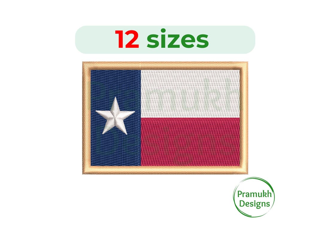 Texas Flag Embroidery Design (2–7.5 Inch) – Mini Texas Flag, Silhouette ...