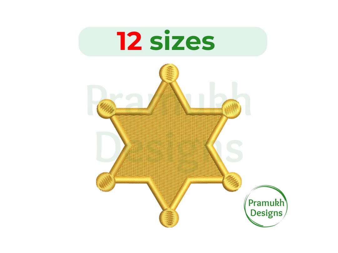 Sheriff Badge Embroidery Design (1.5–7 Inch) – Mini Sheriff Star ...