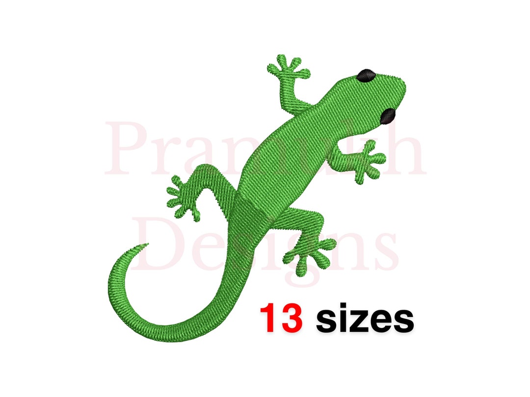 Lizard Embroidery Design. Gecko Embroidery Design. Gecko Silhouette ...