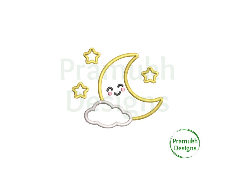 Moon and Stars Applique Embroidery Design (2–7.5 Inch) – Machine ...