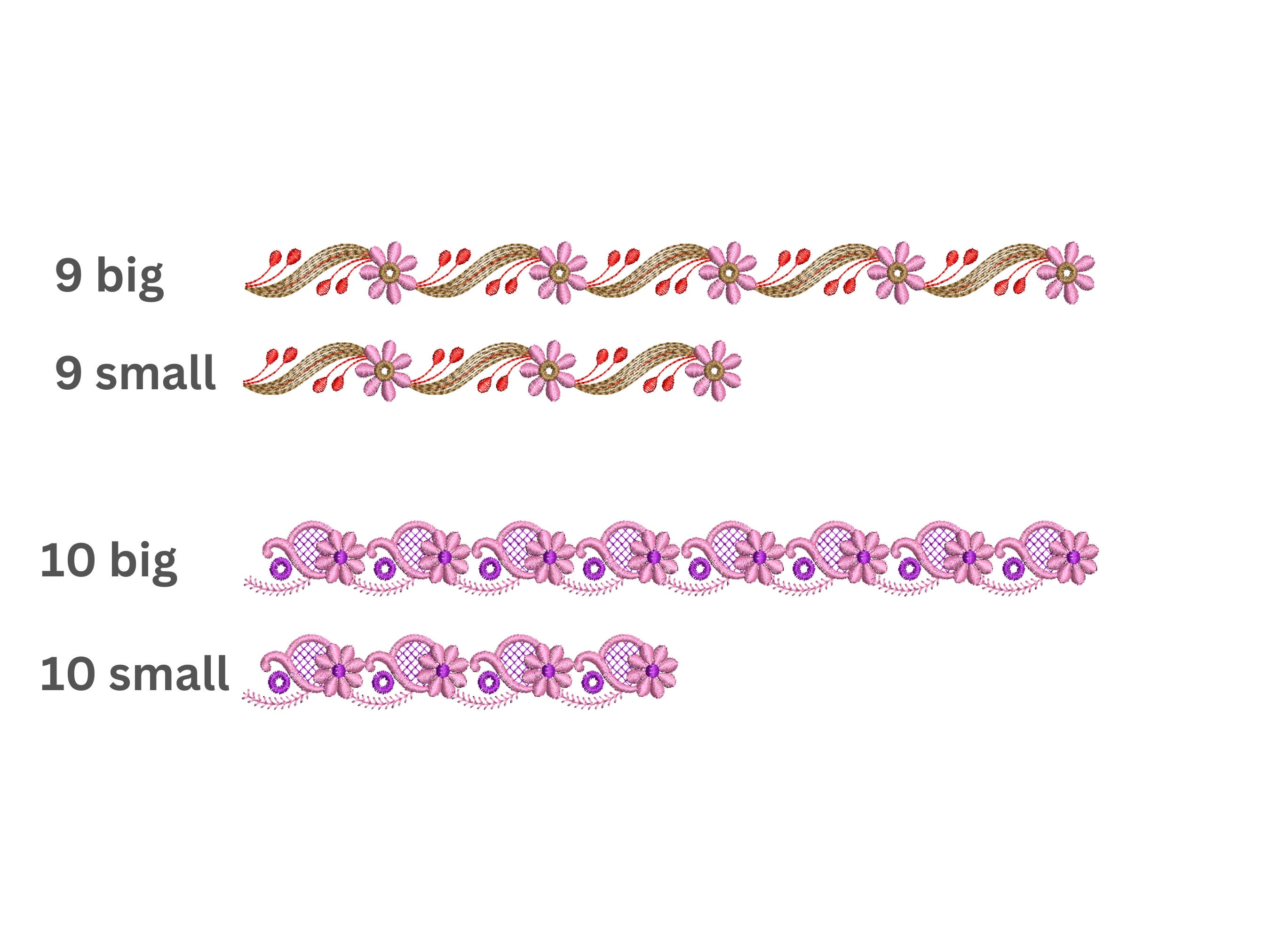 10 Embroidery Border Designs Bundle 2 Sizes Instant Digital Download - Etsy