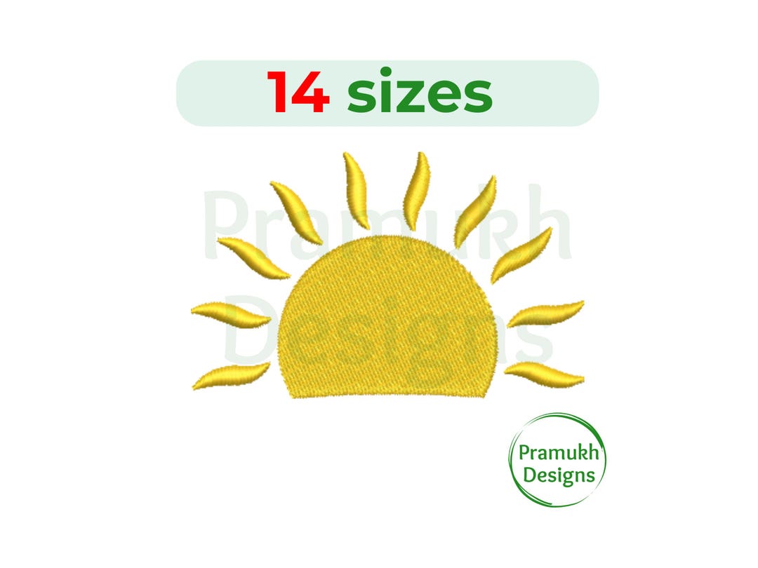 Rising Sun Embroidery Design. Sun Embroidery Design. Sun Mini Design ...