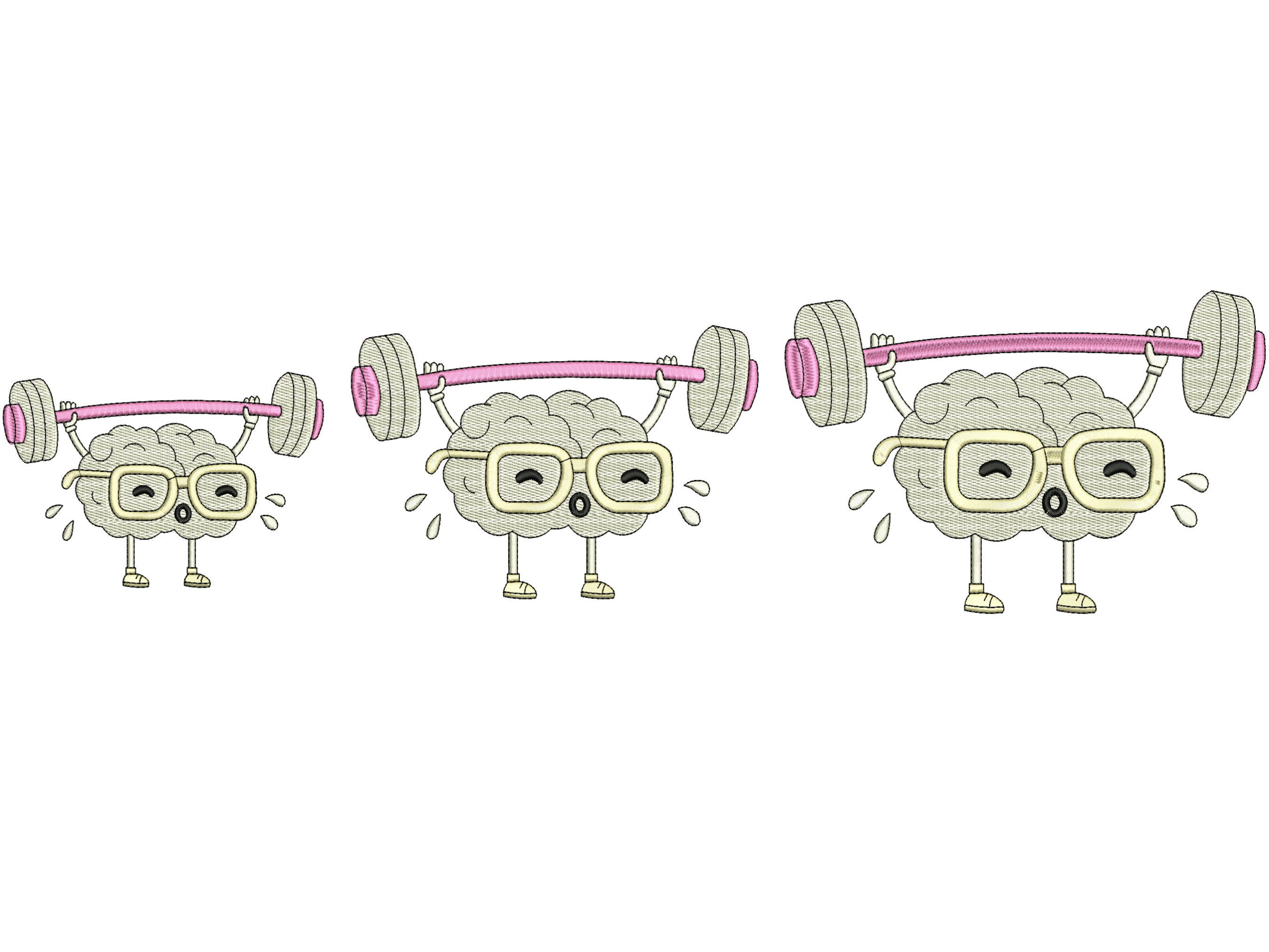 Brain Embroidery Design-machine Embroidery Pattern-brain Lifting Weight ...