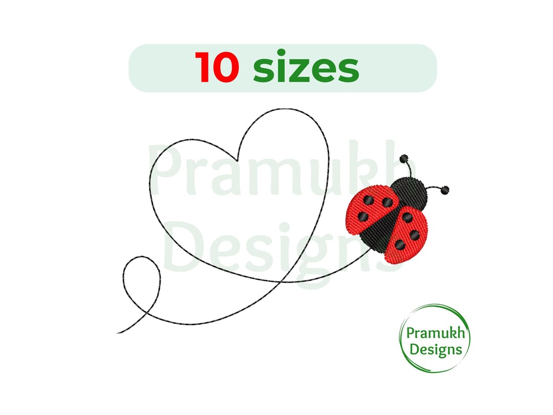 Ladybug Heart Embroidery Design. Ladybug Silhouette . Ladybug Design ...