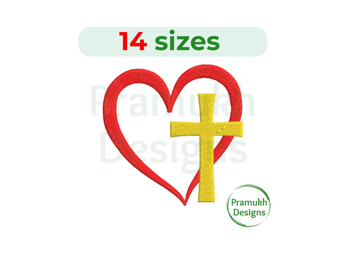Heart Cross Embroidery Design. Heart Cross Mini. Heart Cross Silhouette ...