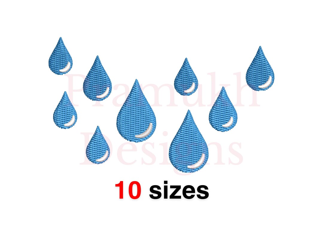 Rain Drop Water Embroidery Design. Water Droplet Embroidery Design ...