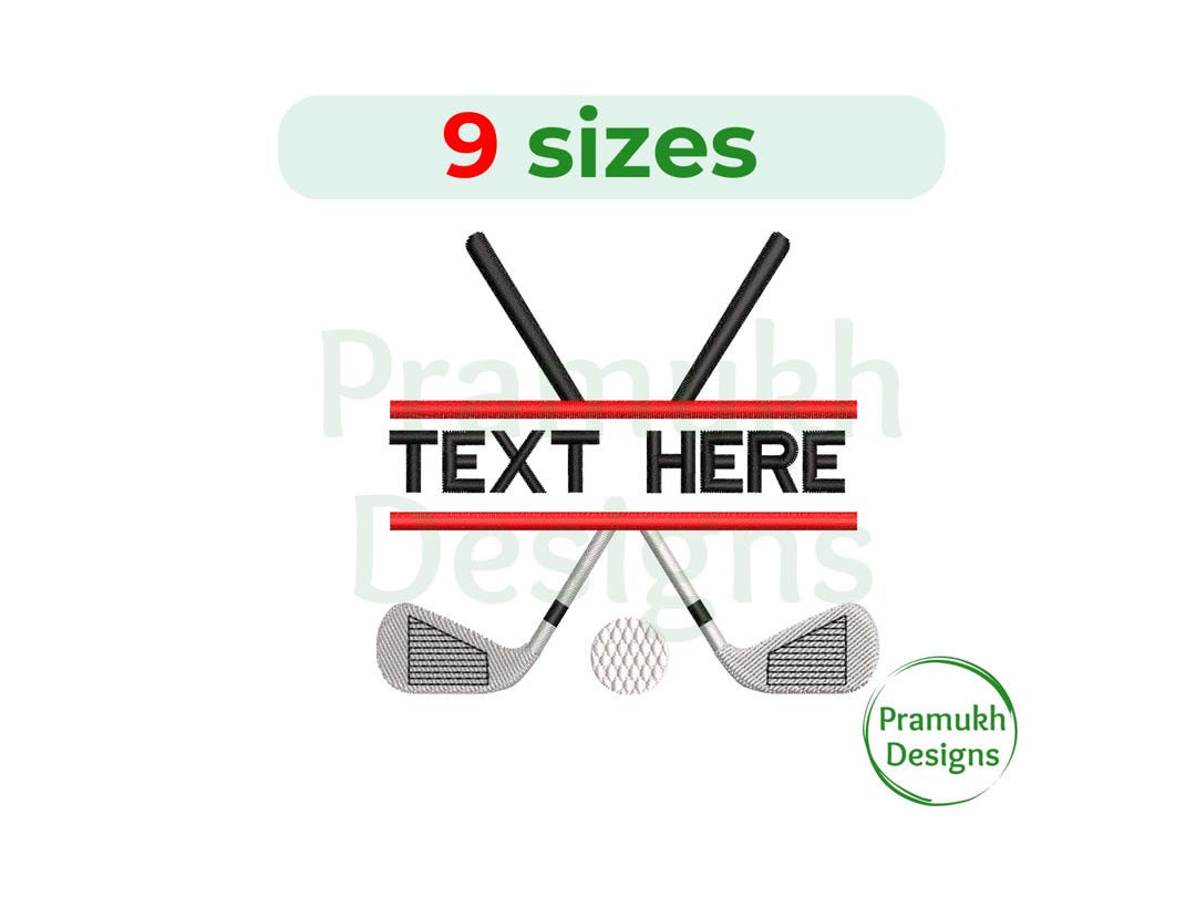Split Golf Club Embroidery Design. Golf Embroidery Design. Crossed Golf ...