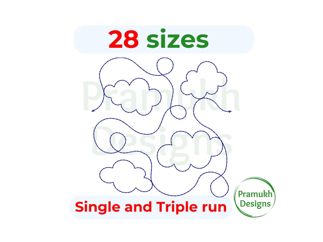 Cloud Quilting Embroidery Design | Edge to Edge Quilt Block for Longarm ...