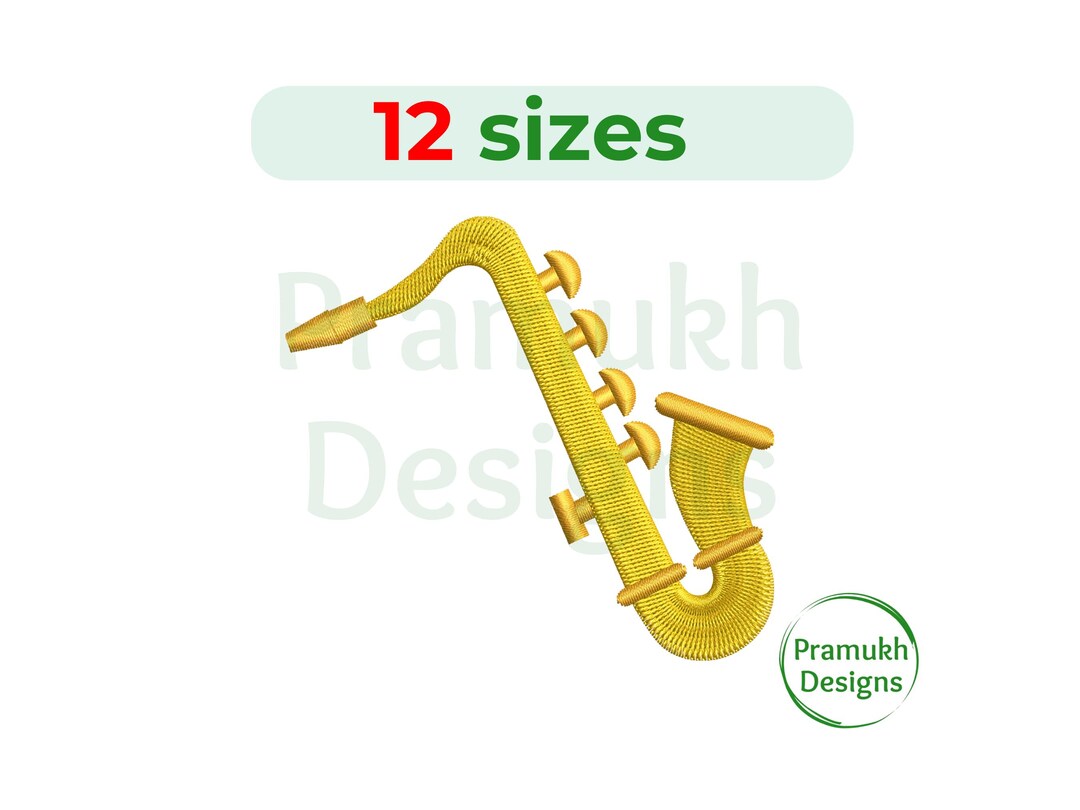 Saxophone Embroidery Design (2–7.5 Inch) – Mini Saxophone, Fill Stitch ...