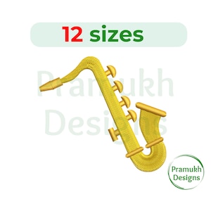 Saxophone Embroidery Design (2–7.5 Inch) – Mini Saxophone, Fill Stitch ...